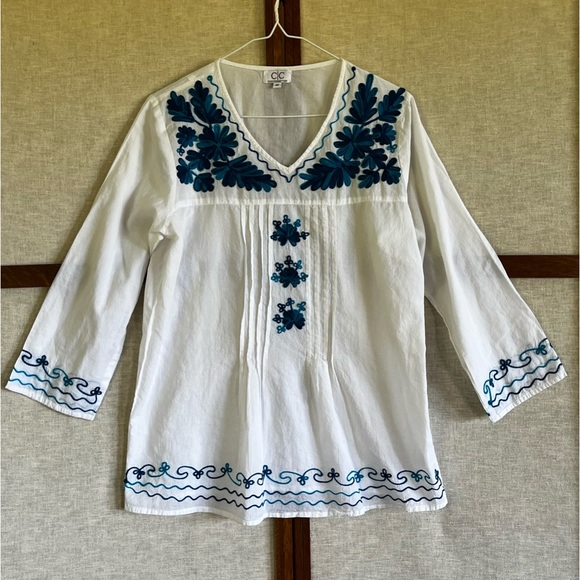 Chic Collection | Tops | Chic Connection Turquoise Blue Floral ...